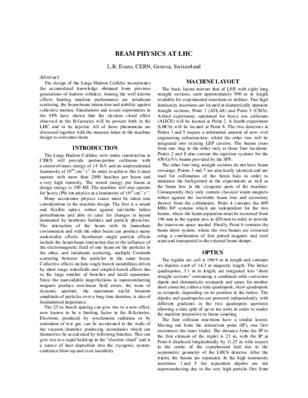 (PDF) Beam physics at LHC