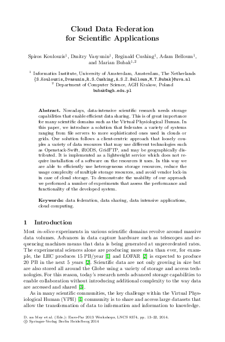 (PDF) Cloud Data Federation for Scientific Applications