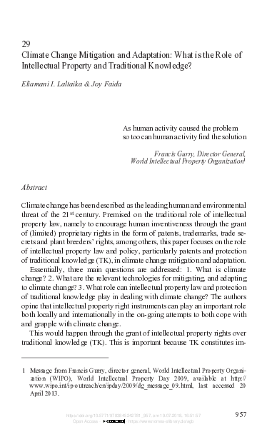 (PDF) Climate Change Mitigation and Adaptation: What is the Role of ...