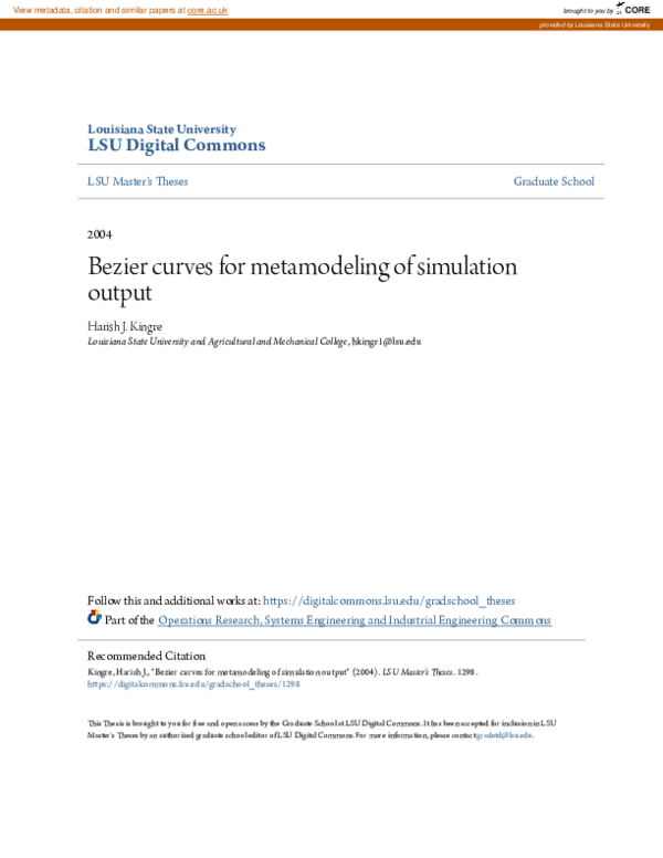 (PDF) Bezier curves for metamodeling of simulation output
