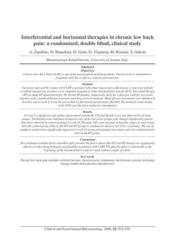 (PDF) Interferential and horizontal therapies in chronic low back pain ...