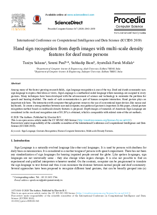 (PDF) Hand sign recognition from depth images with multi-scale density ...