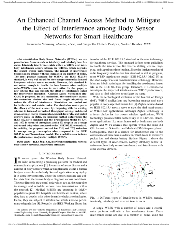 (PDF) An Enhanced Channel Access Method to Mitigate the Effect of Interference Among Body Sensor ...