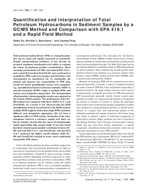 (PDF) Quantification and Interpretation of Total Petroleum Hydrocarbons ...