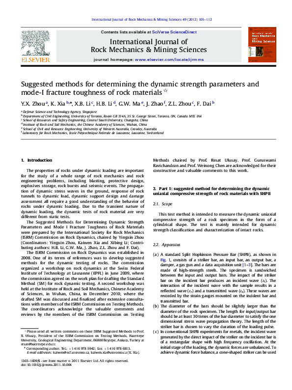 (PDF) Suggested methods for determining the dynamic strength parameters ...