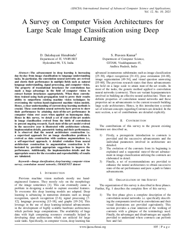 Pdf A Survey On Computer Vision Architectures For Large Scale Image