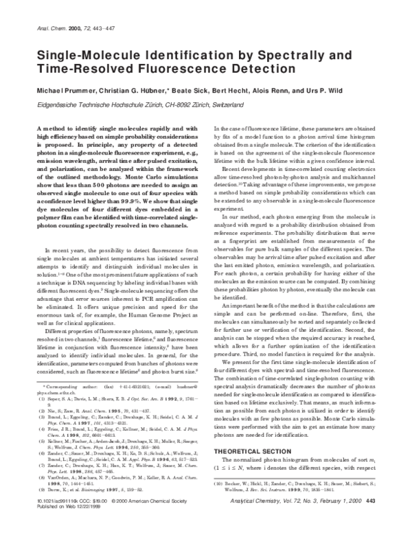 (PDF) Single-Molecule Identification by Spectrally and Time-Resolved Fluorescence Detection