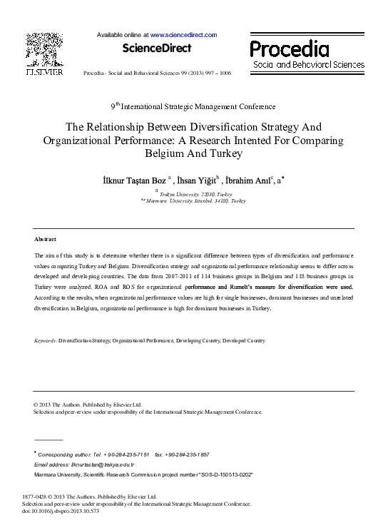 (PDF) The Relationship between Diversification Strategy and ...