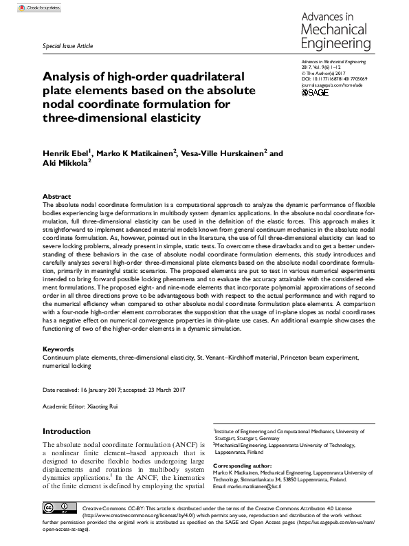Pdf Analysis Of High Order Quadrilateral Plate Elements Based On The