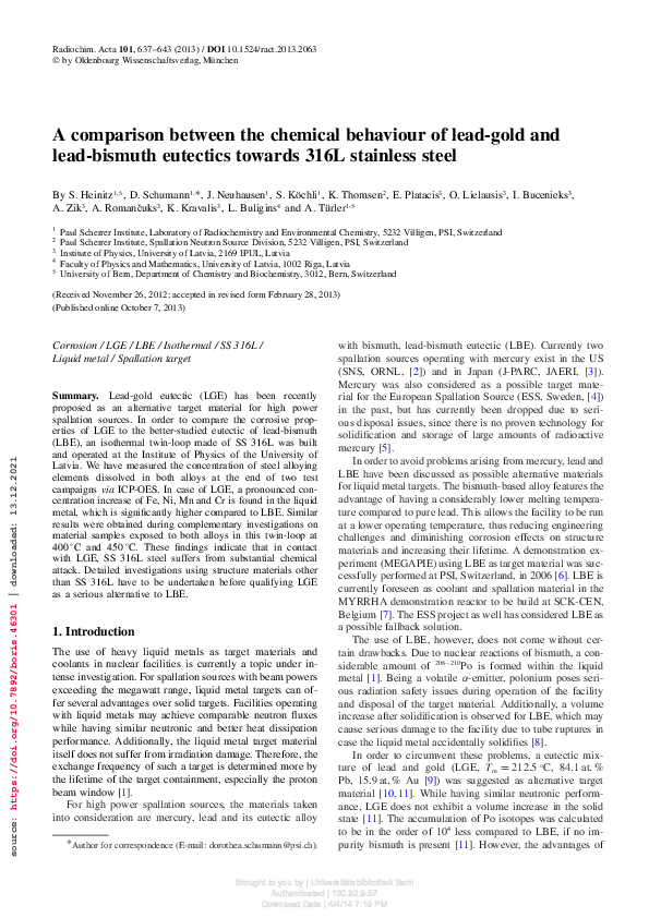 (PDF) A comparison between the chemical behaviour of lead-gold and lead ...