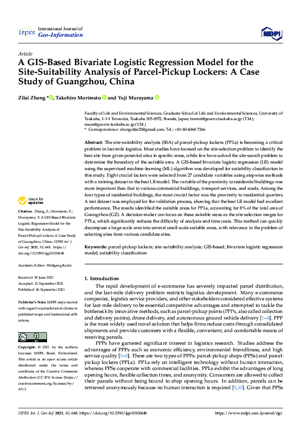 (PDF) A GIS-Based Bivariate Logistic Regression Model for the Site-Suitability Analysis of ...