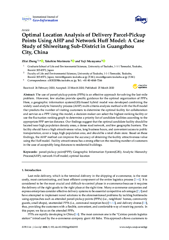 (PDF) Optimal Location Analysis of Delivery Parcel-Pickup Points Using ...