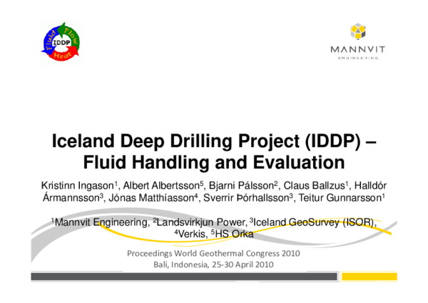 (PDF) Iceland Deep Drilling Project (IDDP)-Fluid Handling and Evaluation | Teitur Gunnarsson ...