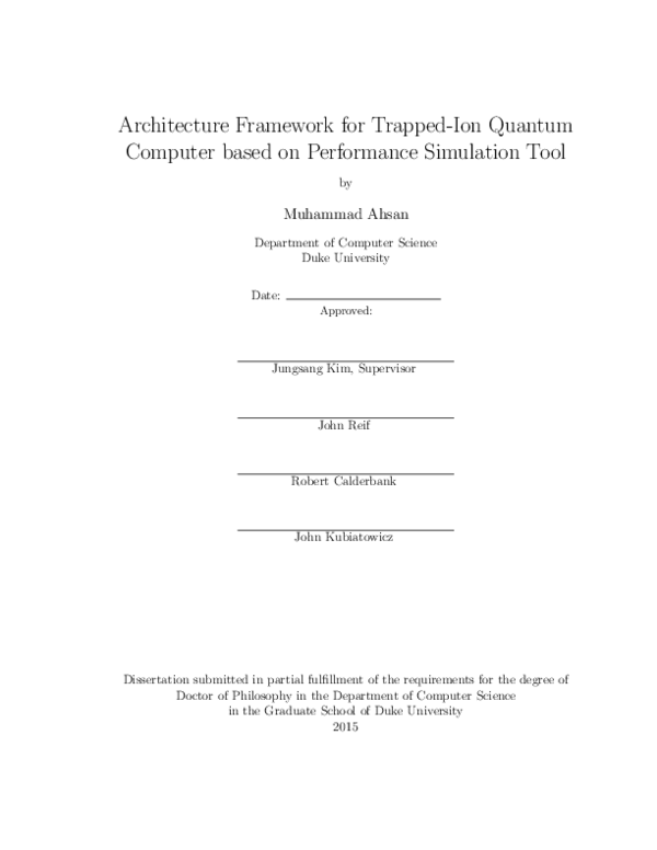 Pdf Architecture Framework For Trapped Ion Quantum Computer Based On Performance Simulation Tool