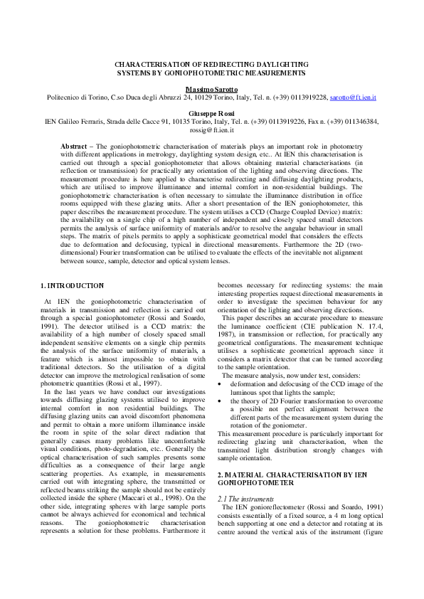 (PDF) Characterisation of Redirecting Daylighting Systems by ...