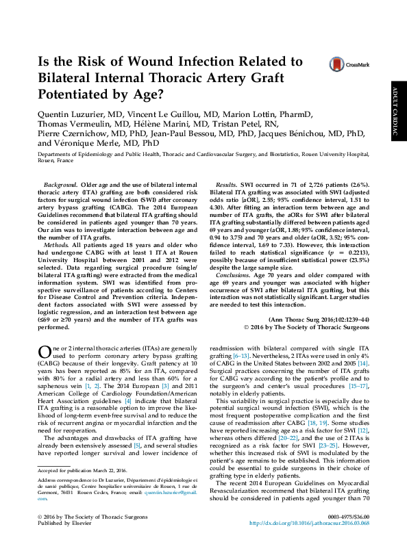 (PDF) Is the Risk of Wound Infection Related to Bilateral Internal ...