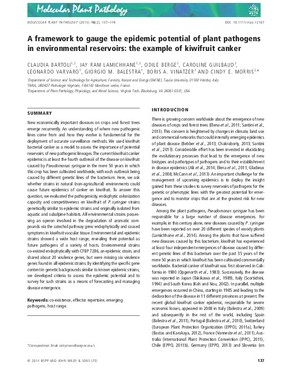 (PDF) A framework to gauge the epidemic potential of plant pathogens in ...