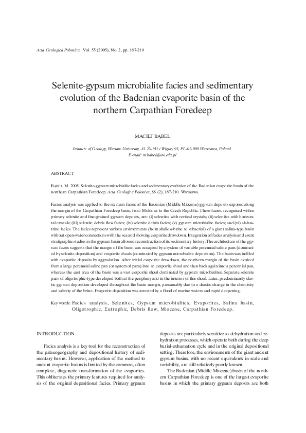 (PDF) Selenite-gypsum microbialite facies and sedimentary evolution of ...