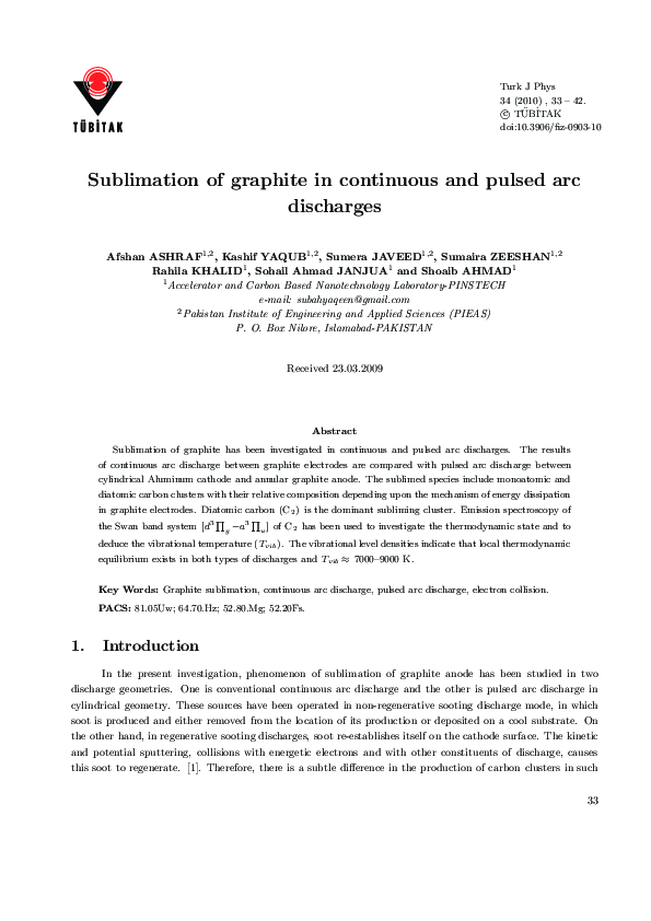 (PDF) Sputtering of graphite in pulsed and continuous arc and spark ...