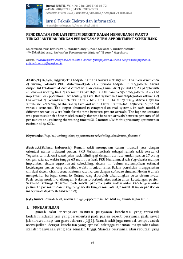 (PDF) Pendekatan Simulasi Sistem Diskrit Dalam Mengurangi Waktu Tunggu ...