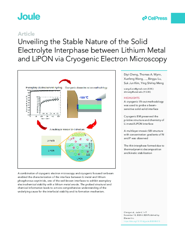 (PDF) Unveiling the Stable Nature of the Solid Electrolyte Interphase between Lithium Metal and ...