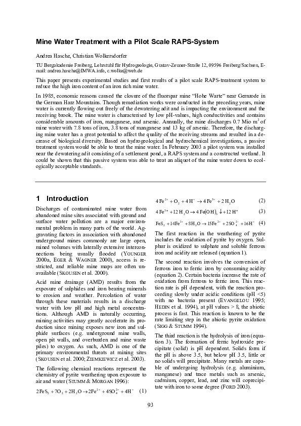 (PDF) Pilot Scale RAPS for Mine Water Treatment