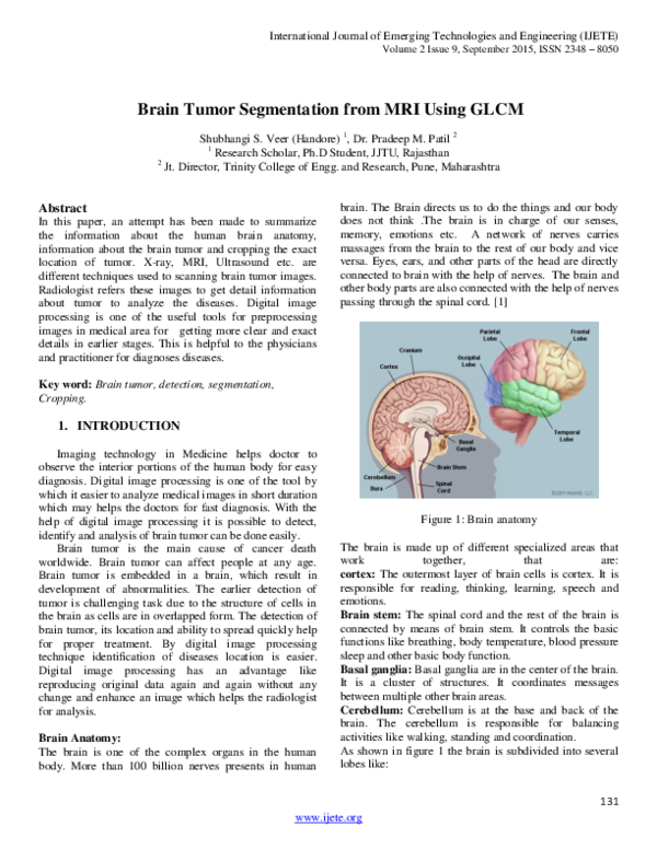 (PDF) Brain Tumor Segmentation from MRI Using GLCM
