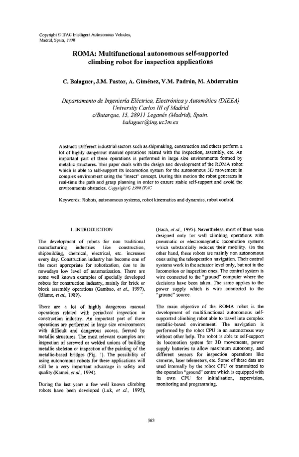 (PDF) ROMA: Multifunctional autonomous self-supported climbing robot ...