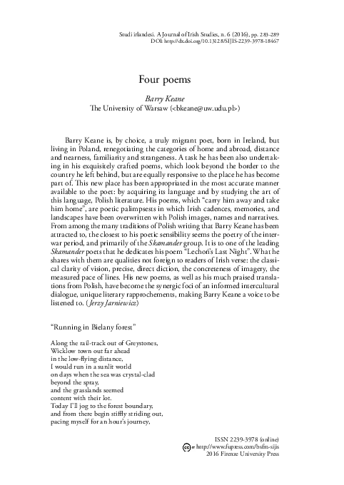 (PDF) Four poems | Barry Keane - Academia.edu