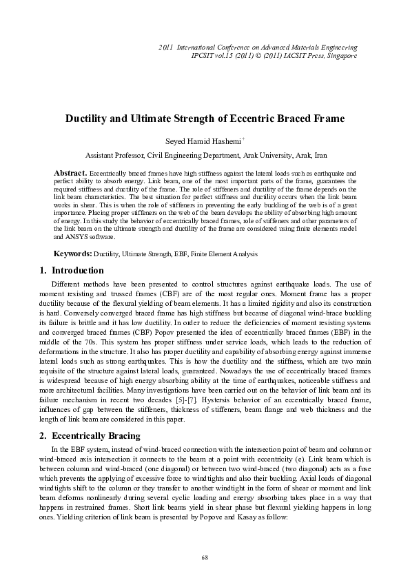 (PDF) Ductility and Ultimate Strength of Eccentric Braced Frame