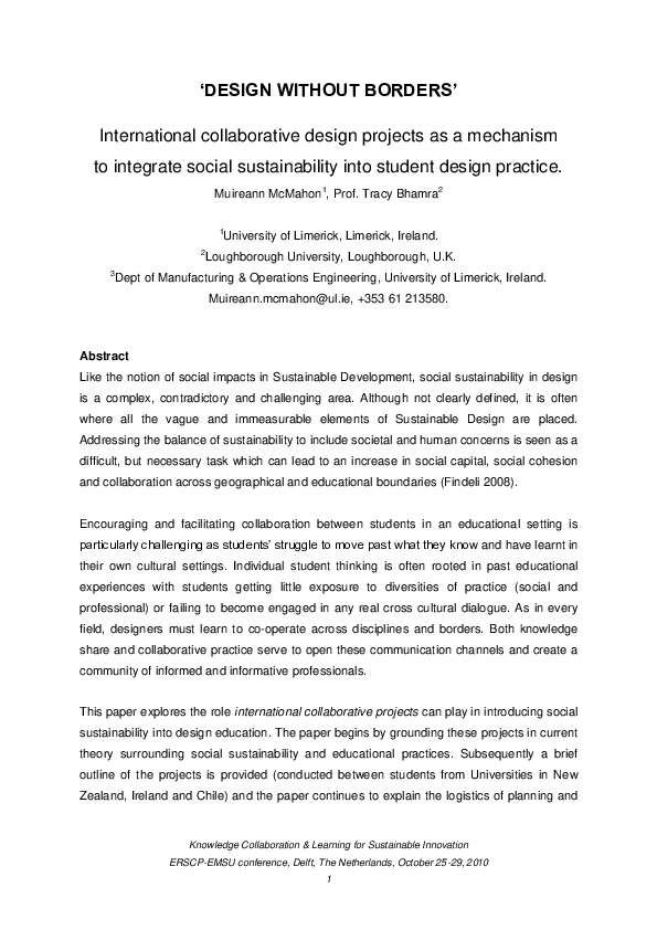 (PDF) Design without borders: International collaborative design ...