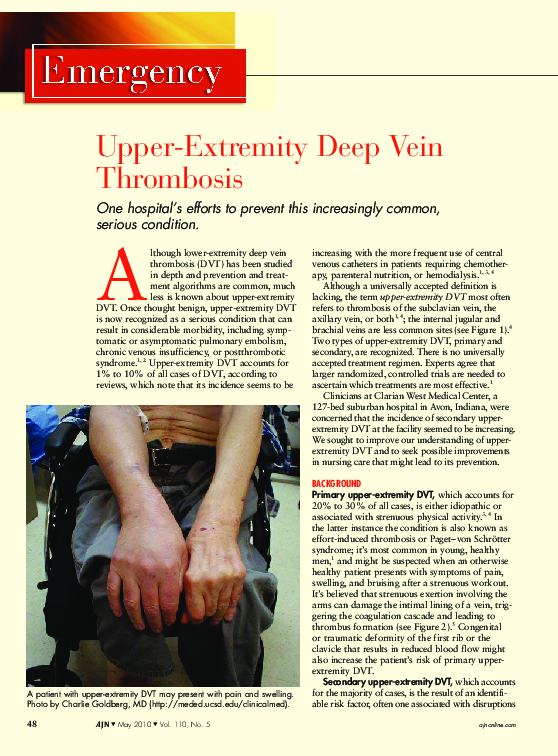 (PDF) Emergency: Upper-Extremity Deep Vein Thrombosis