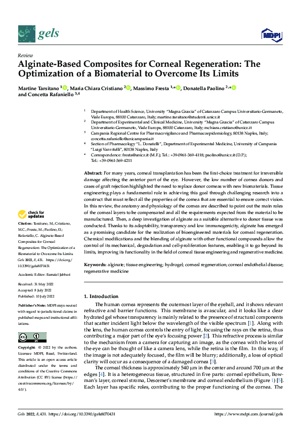 (PDF) Alginate-Based Composites for Corneal Regeneration: The ...