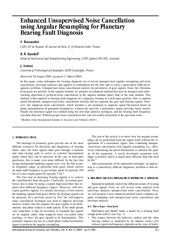 (PDF) Enhanced Unsupervised Noise Cancellation using Angular Resampling for Planetary Bearing ...