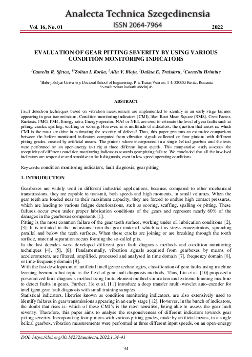 (PDF) Evaluation of gear pitting severity by using various condition ...