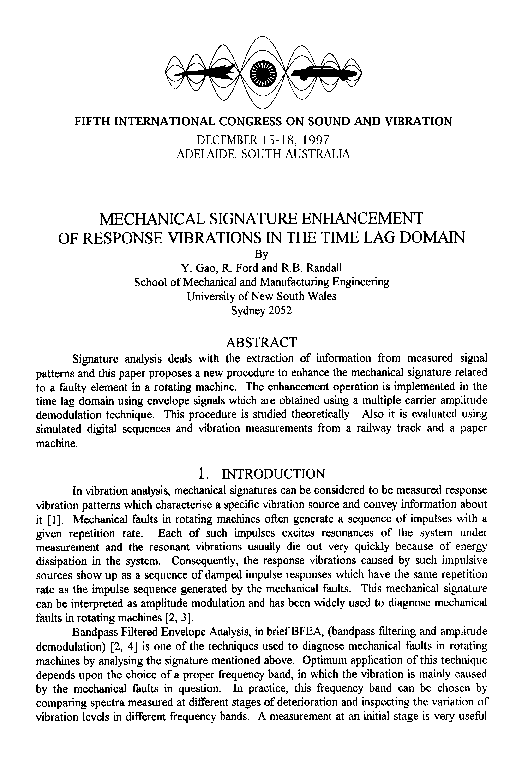 (PDF) Mechanical Signature Enhancement of Response Vibrations in the ...