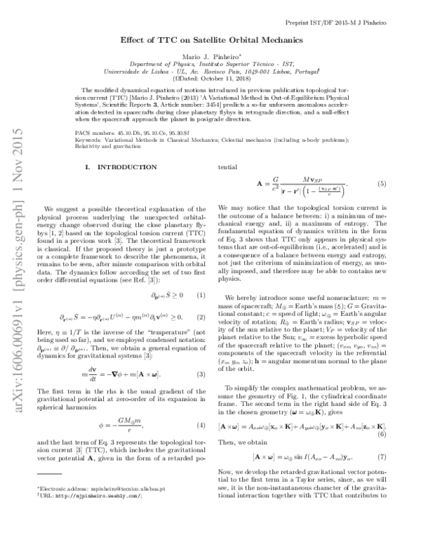 (PDF) Effect of TTC on Satellite Orbital Mechanics
