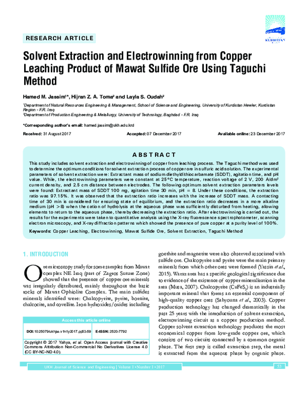 (PDF) Solvent Extraction and Electro-Wining from Copper Leaching ...