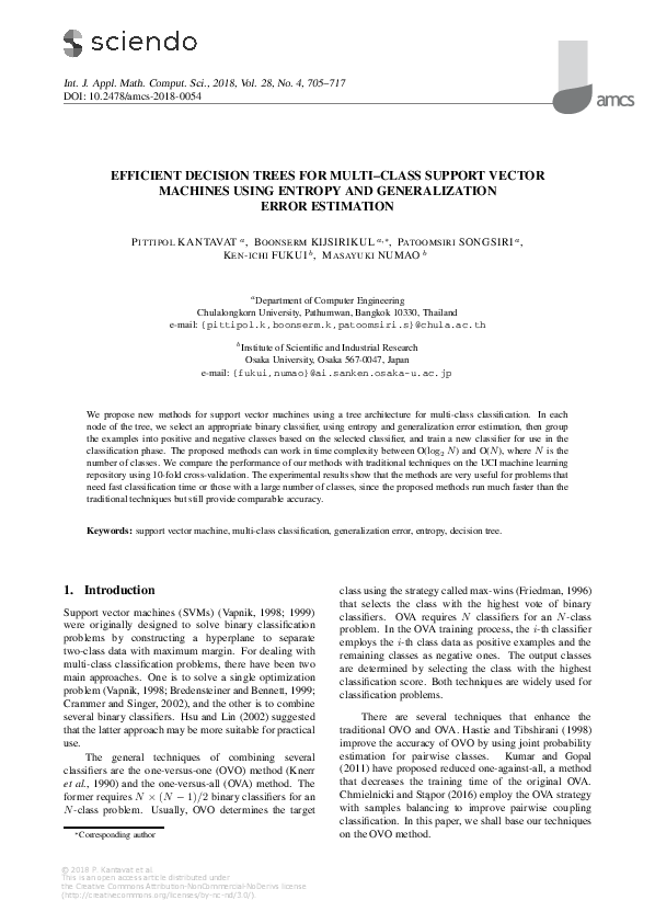 (PDF) Efficient Decision Trees for Multi–Class Support Vector Machines Using Entropy and ...