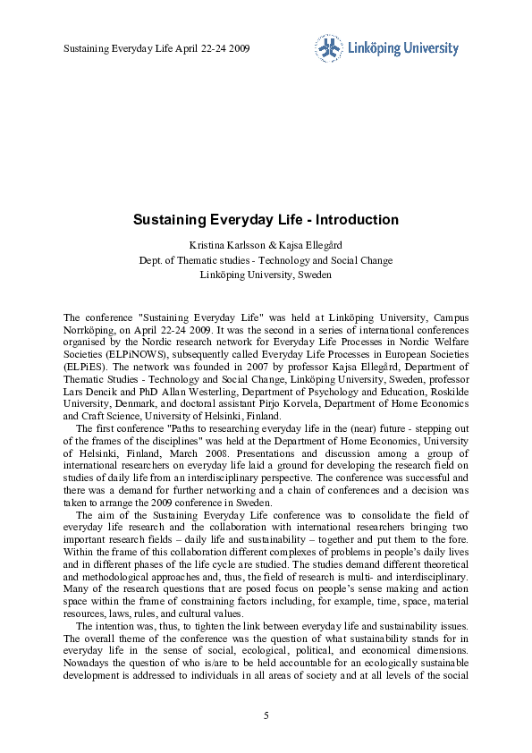 (PDF) Sustaining Everyday Life - Introduction