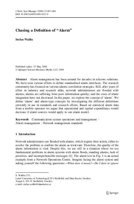 (PDF) Chasing a Definition of “Alarm”