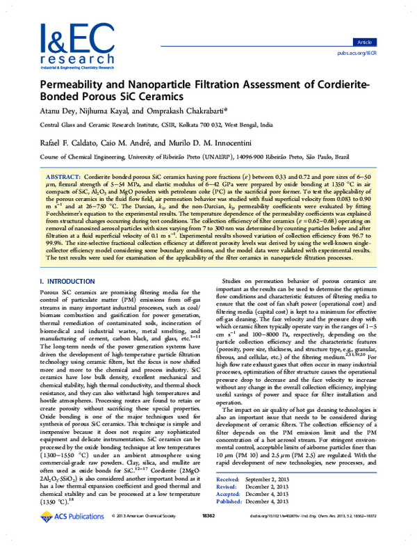 (PDF) Permeability and Nanoparticle Filtration Assessment of Cordierite ...