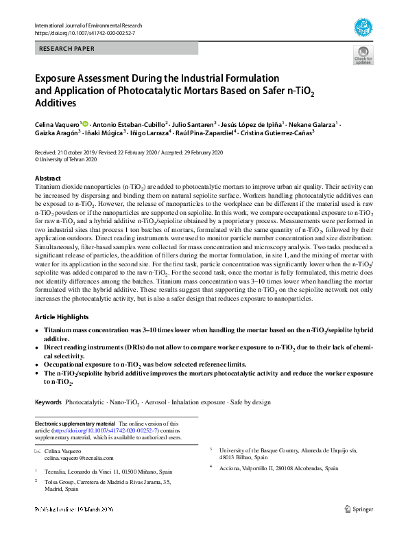 (PDF) Exposure Assessment During the Industrial Formulation and ...