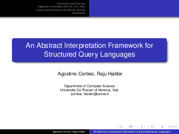 (PDF) An Abstract Interpretation Framework for Structured Query Languages