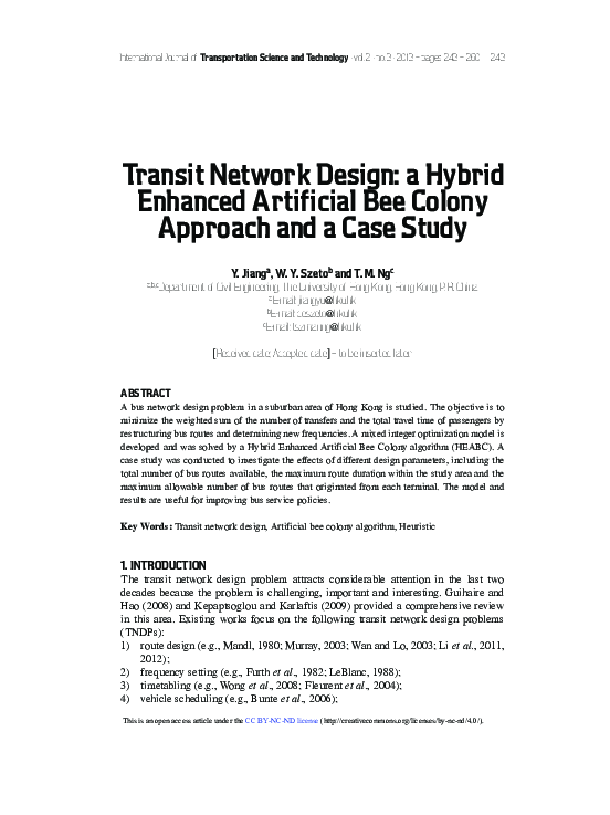 (PDF) Transit Network Design: a Hybrid Enhanced Artificial Bee Colony Approach and a Case Study
