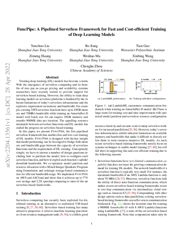 (PDF) FuncPipe: A Pipelined Serverless Framework for Fast and Cost-efficient Training of Deep ...