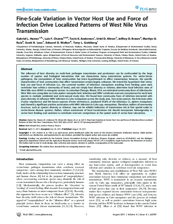 (PDF) Fine-Scale Variation in Vector Host Use and Force of Infection ...