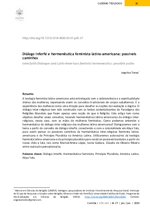 (PDF) Diálogo inferfé e hermenêutica feminista latino-americana ...