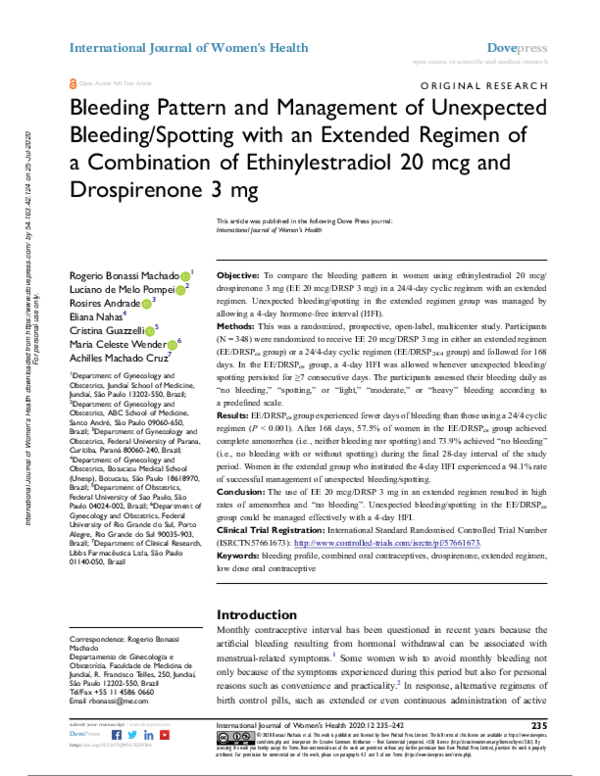 (PDF) Bleeding Pattern and Management of Unexpected Bleeding/Spotting ...