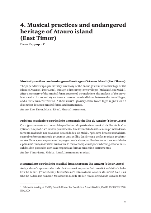 (PDF) Musical practices and endangered heritage of Atauro island (East ...